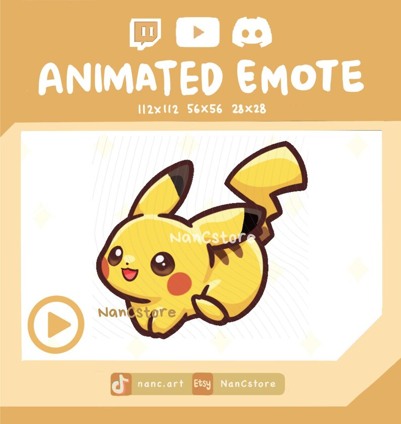 Animated Running Pikachu Emotes | Cute Pokemon Emoji | Twitch Alert ...