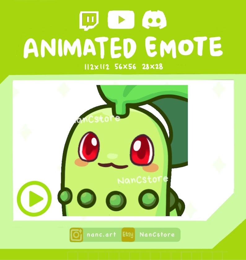 Animated Chikorita Shaking Head Emotes | Cute Pokemon Emoji for Reject ...