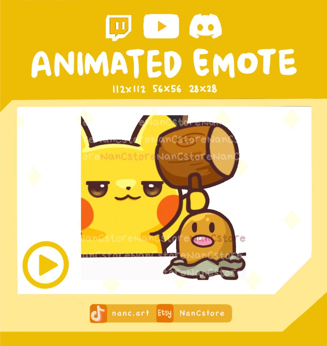 Animated Angry Pikachu Hitting With Hammer Emotes | Chibi Pokemon ...