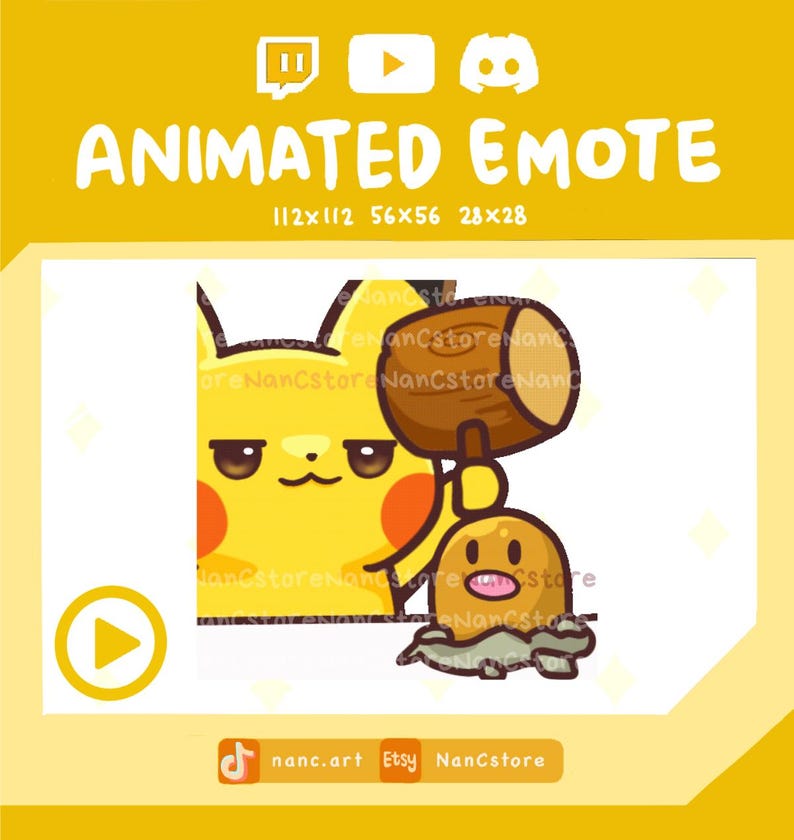 Animated Angry Pikachu Hitting With Hammer Emotes | Chibi Pokemon ...