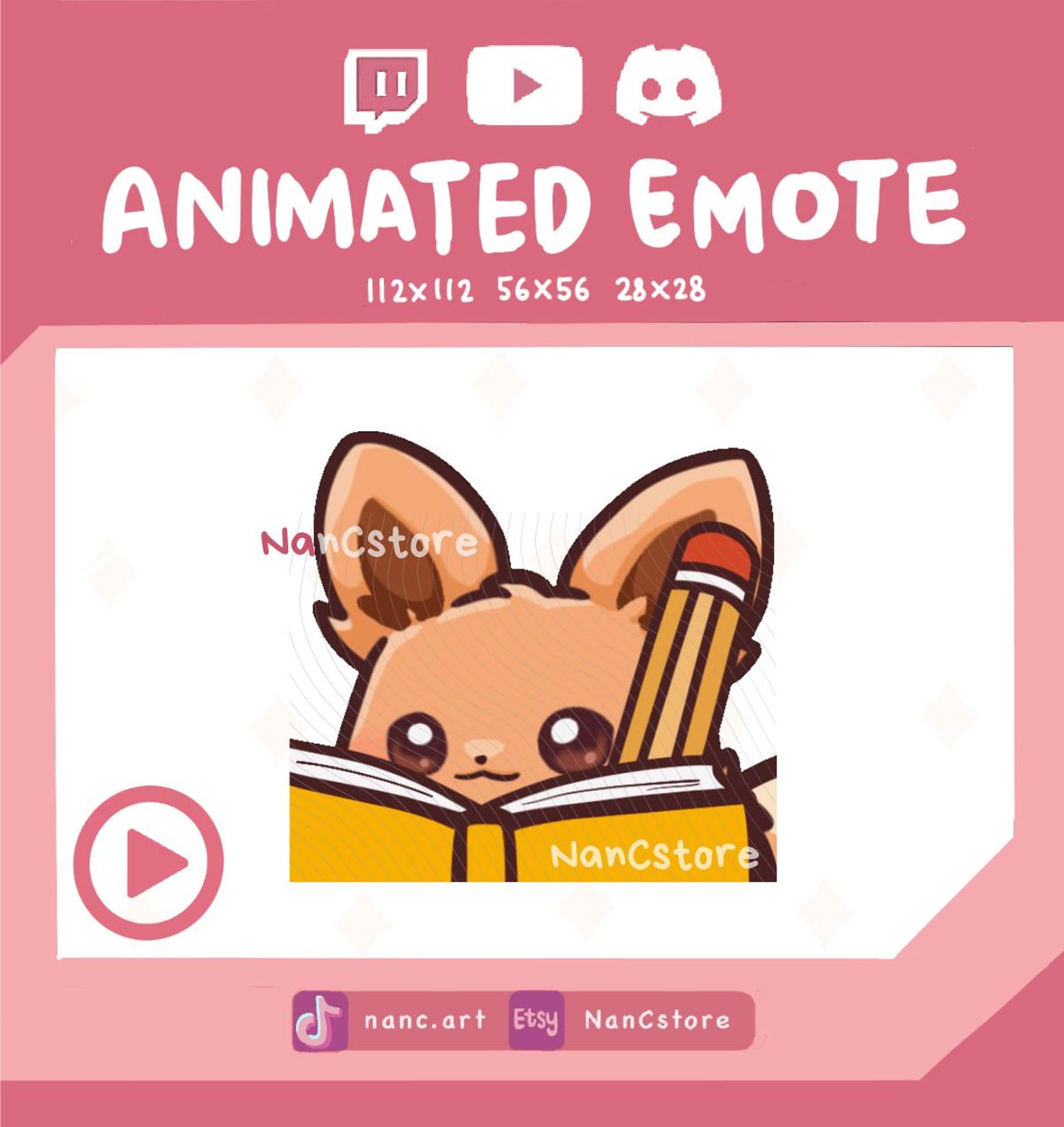 Eevee Jotting Notes Animated Emote | Kawaii Chibi Pokemon - Etsy