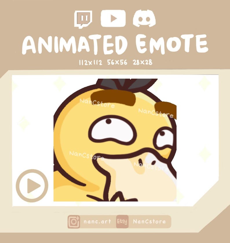 Animated Evil Psyduck Flirting With Thick Eyebrow Emotes | Chibi ...