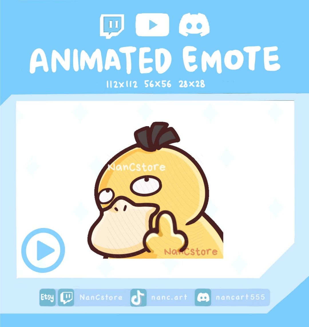 Middle Finger Psyduck Animated Emote | Twitch Discord | Funny Flipping ...