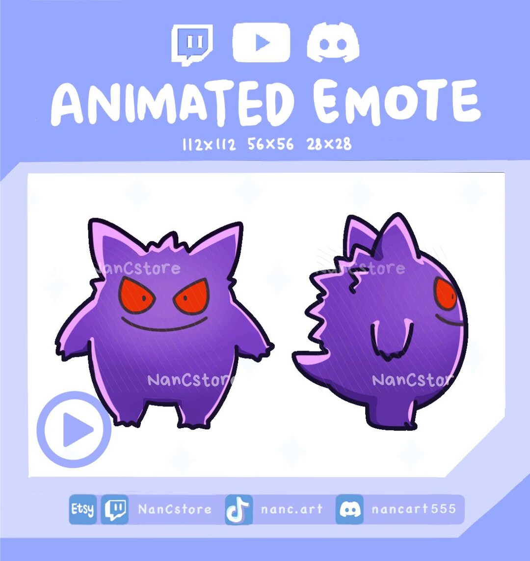 Animated Chill Gengar Spinning Emotes | Chibi Pokemon | Funny Silly ...