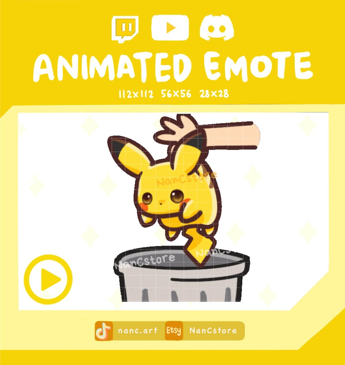 Pikachu Being Dumped Into Trash Bin Animated Emotes | Pokemon ...