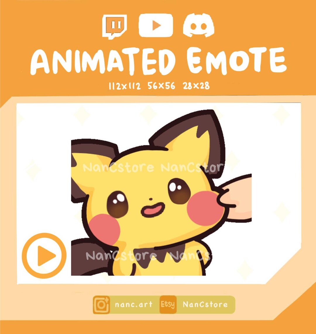 Animated Adorable Pichu Getting Cheeks Pinched and Pulled Emotes | Cute ...