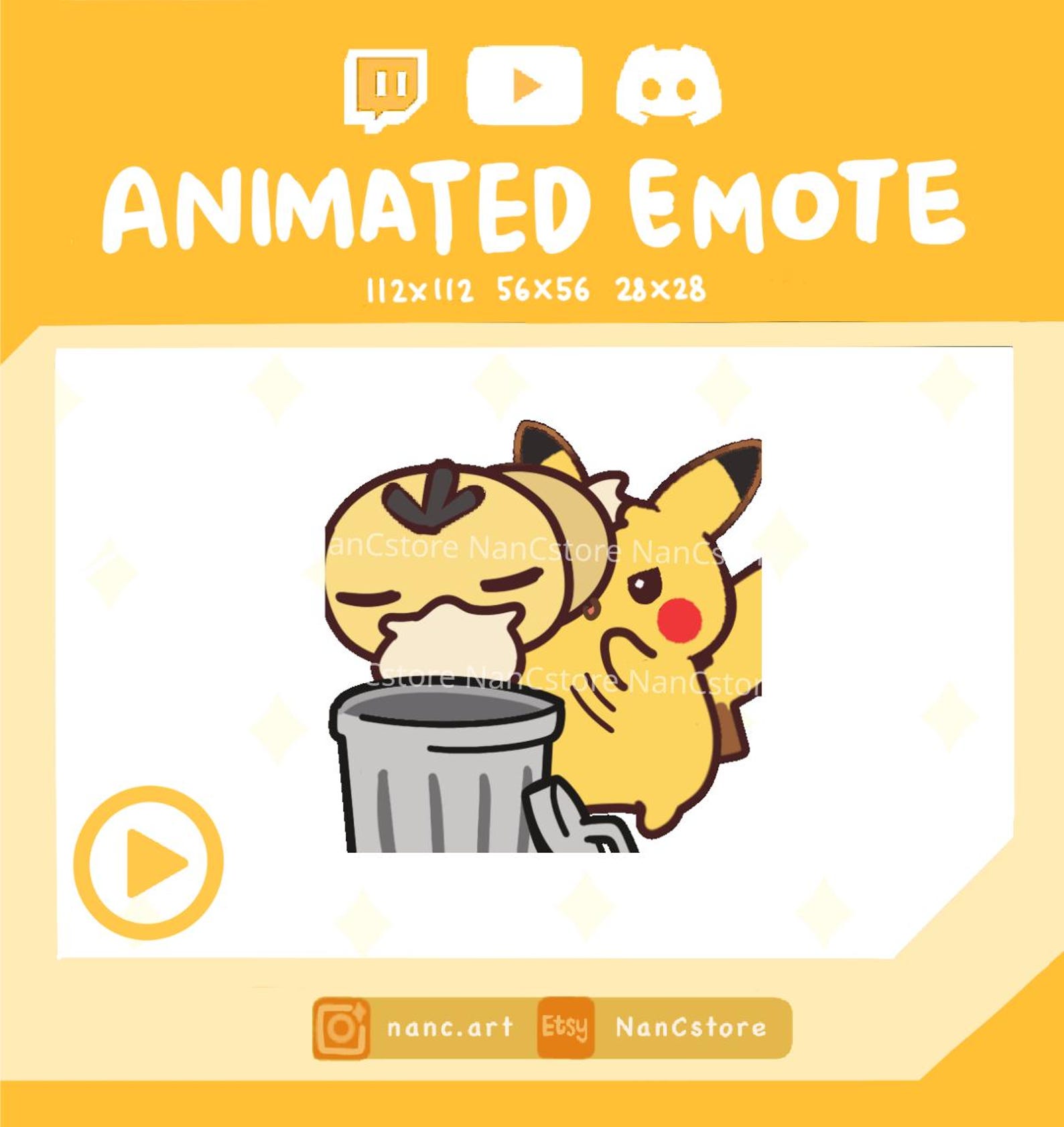 Animated Pikachu Dumping Psyduck Emotes | Kawaii Adorable | Engaging ...