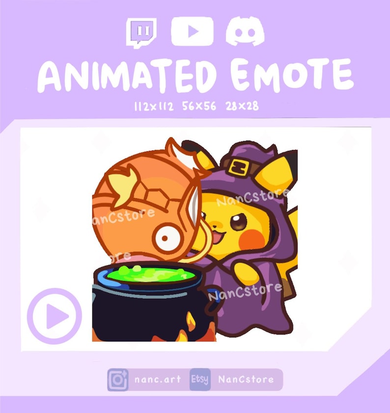 Pikachu Dumping Magikarp Into Spooky Witches Soup Animated Emotes ...