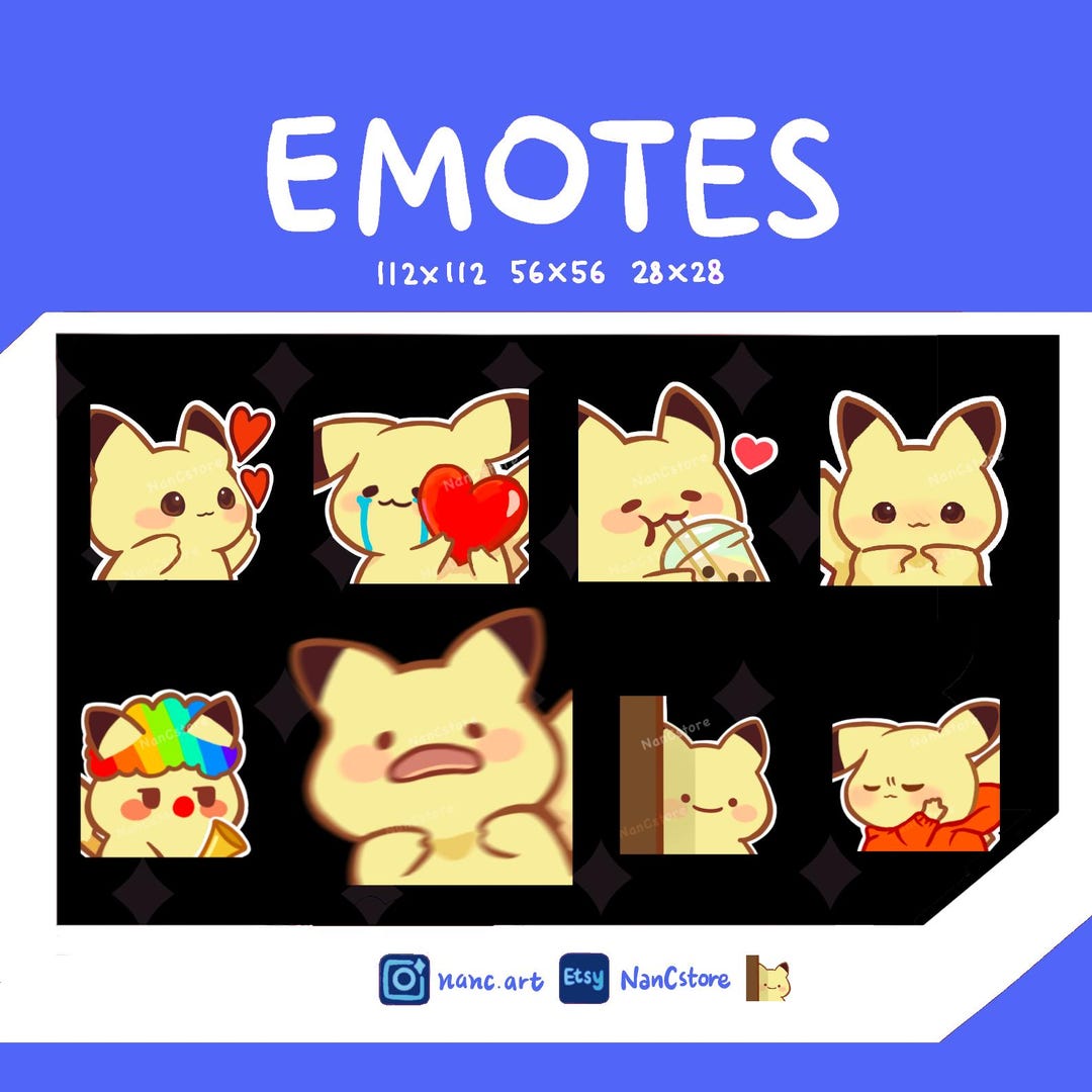 Pikachu Fan-art Emotes | Cute Pika Bundle | 8 Emotes for Streaming ...