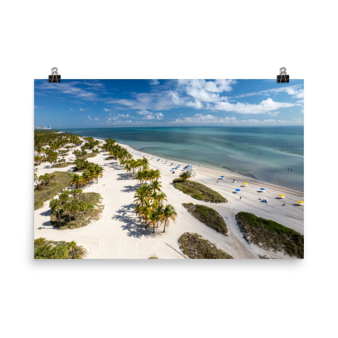 Crandon Park Poster | Key Biscayne Beach Aerial Print | Miami Florida ...