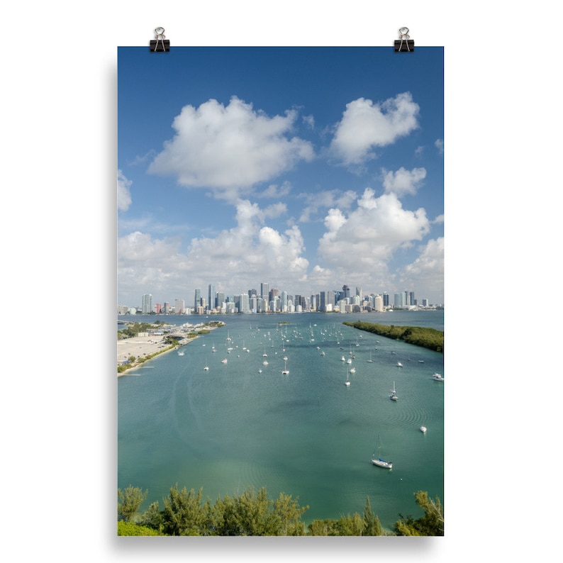 Miami Skyline Poster - Vibrant Cityscape Print, Iconic Miami Beach View ...