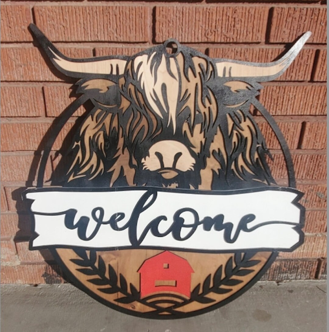 Highland Cow Welcome Sign - Etsy