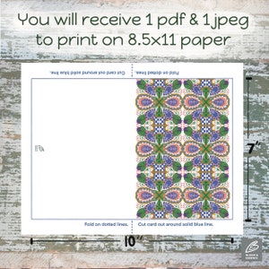 Greeting Card Printable 5”x7” Blank Handmade Folk Art Surface Pattern ...