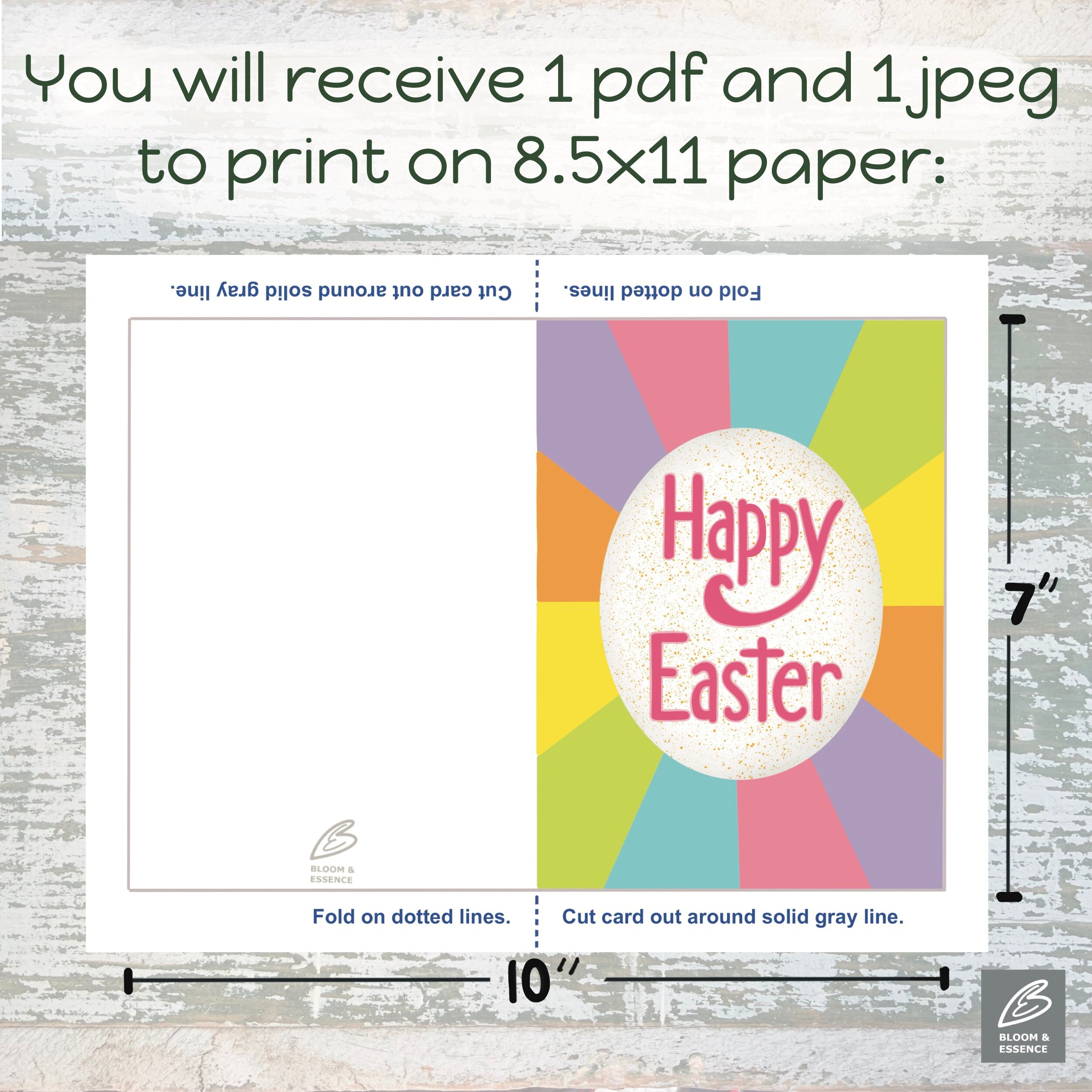 Happy Easter Card Printable Easter Egg Card 5x7 Blank Inside With ...