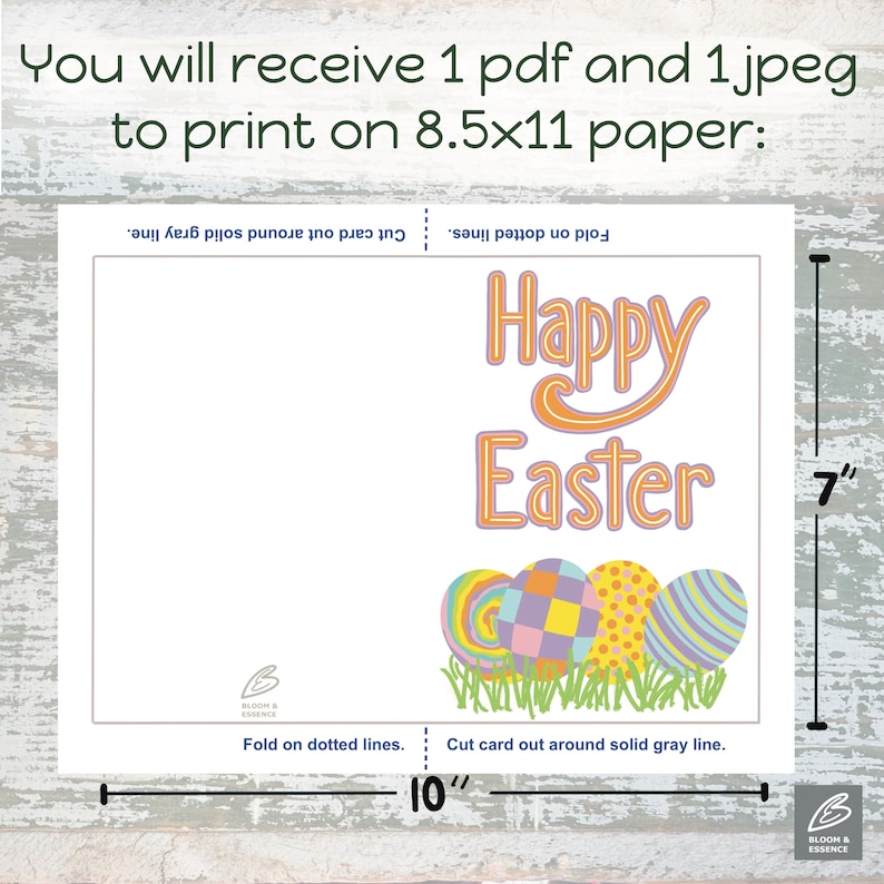 Easter Card Printable Easter Card 5x7 Blank Inside With Envelope ...