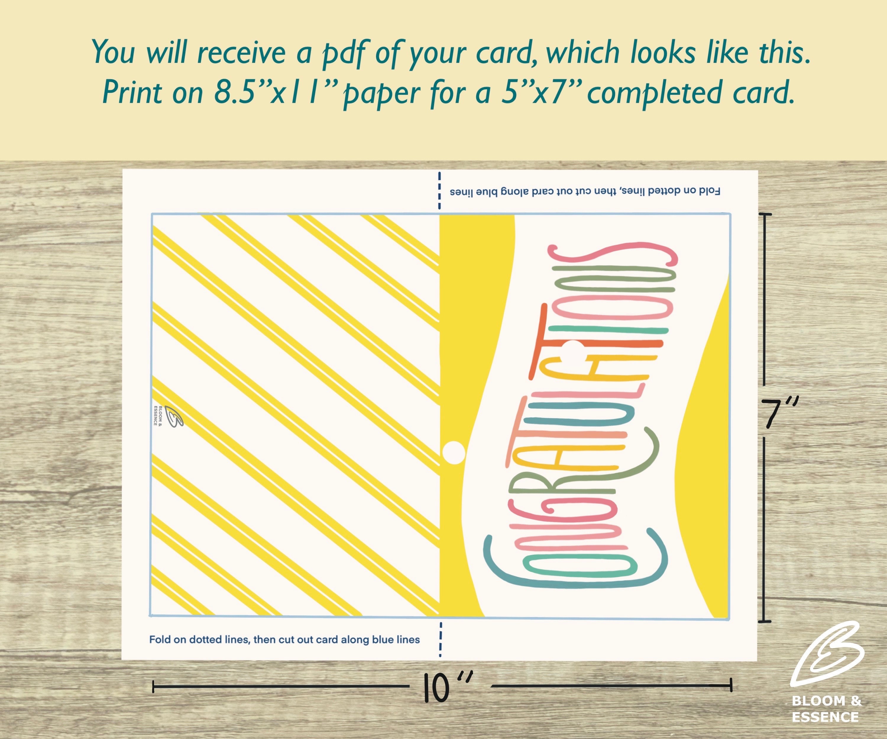 Congratulations Greeting Card Instant Digital Download Printable 5x7 ...