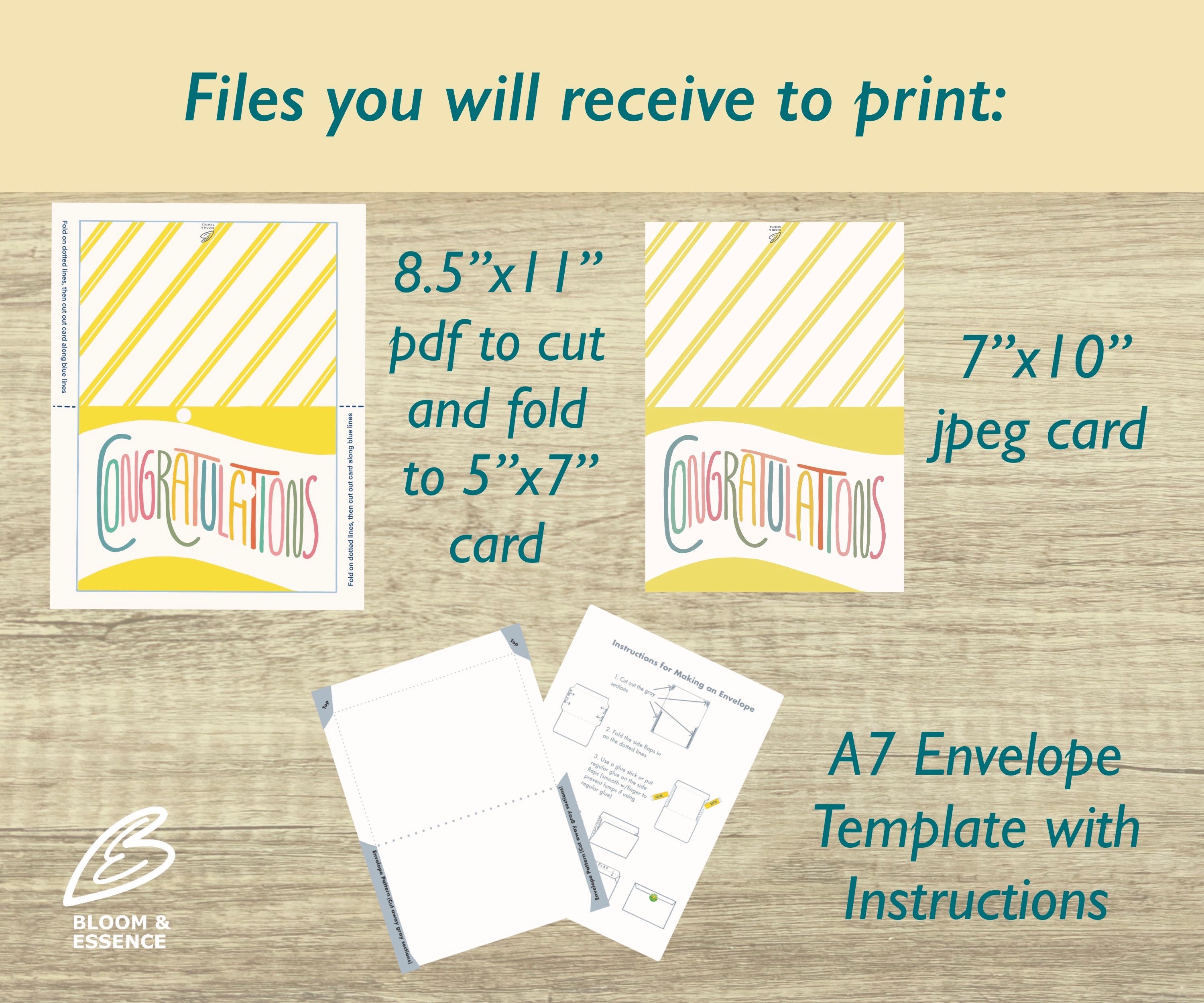 Congratulations Greeting Card Instant Digital Download Printable 5”x7 ...