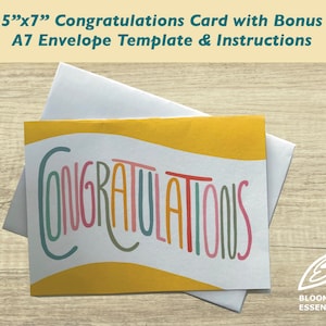 Congratulations Greeting Card Instant Digital Download Printable 5”x7 ...