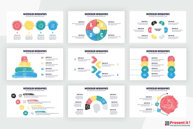 Watercolor Infographic Templates - Etsy