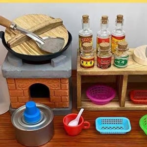 Real Miniature Kitchen Cooking Set: Working Stove, Mini Food - Etsy
