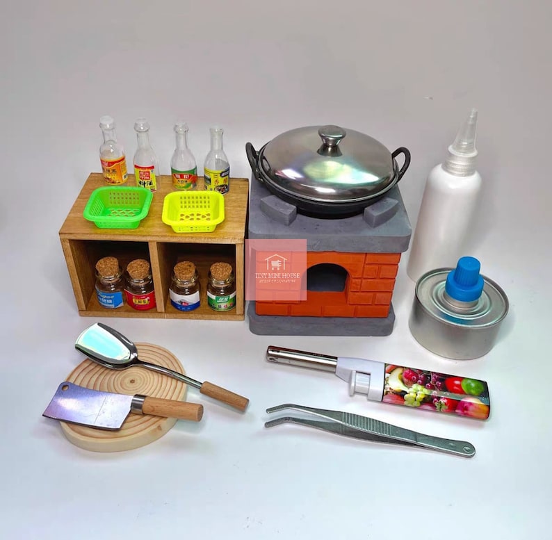 Real Miniature Kitchen Set: Tiny Food Cooking, Cookware Included - Etsy