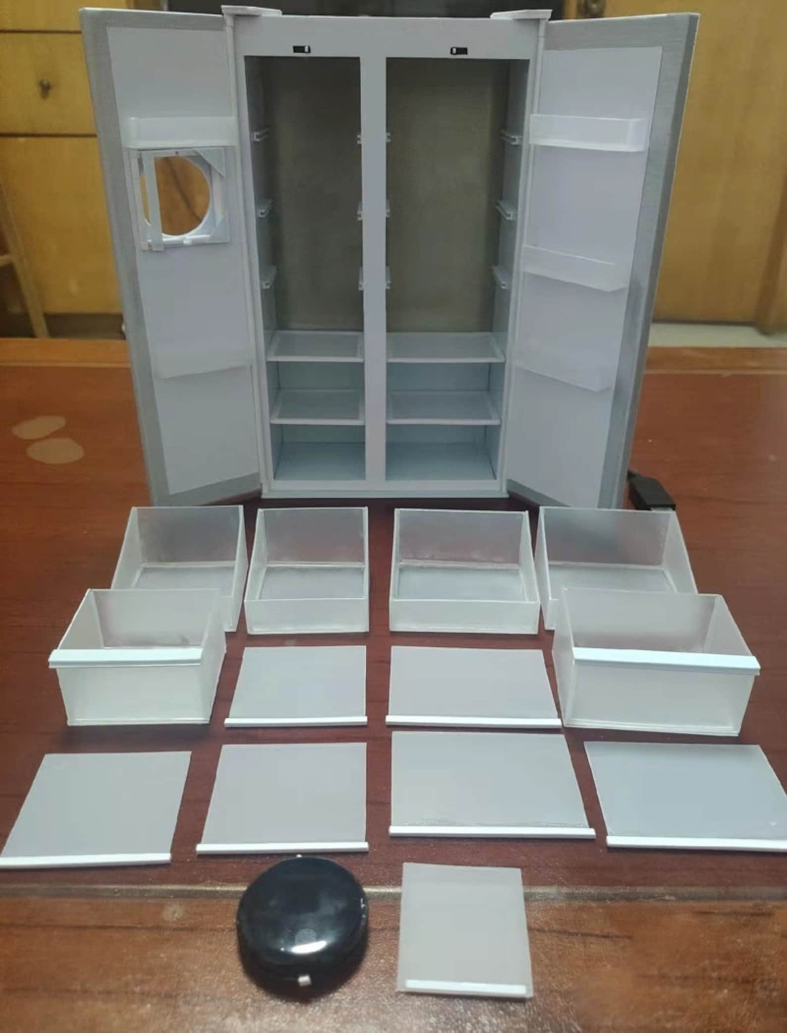 Working Miniature Double Door Fridge With Cooler & Light, 1:12 Scale ...