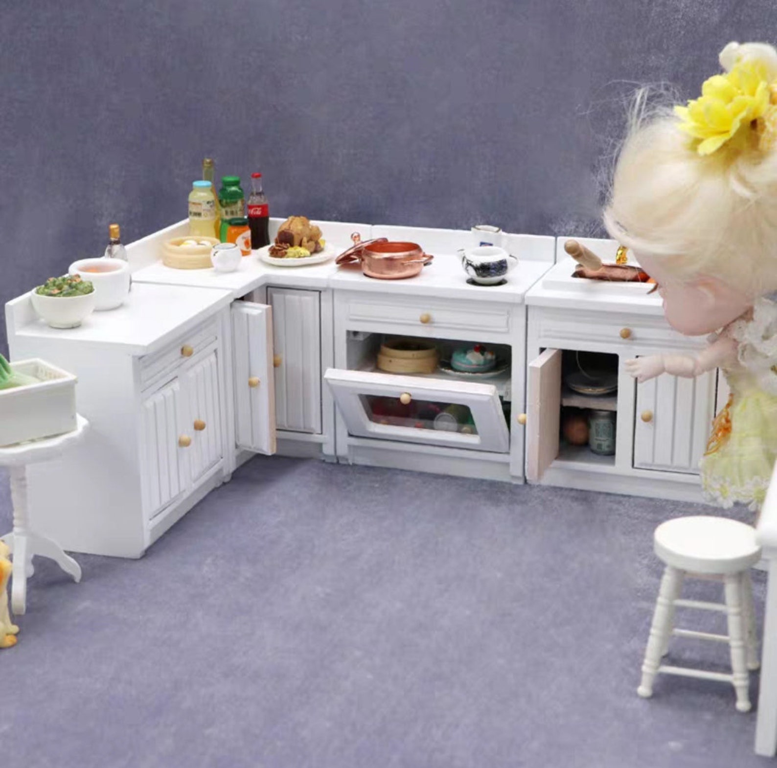 1:12 Scale Dollhouse Wooden Kitchen Set - Etsy