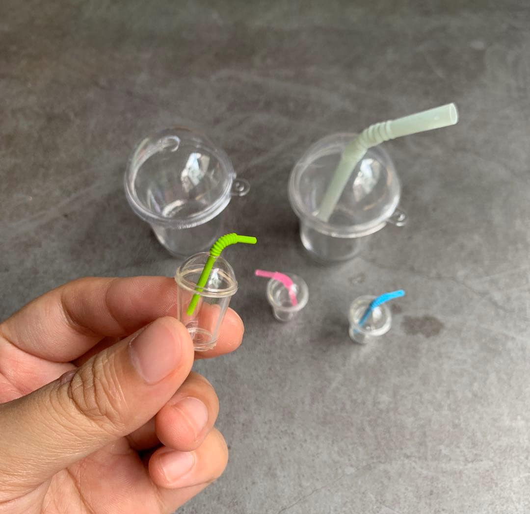 Real Miniature Working Drink Cup Bottle and Straw for Real Mini Cooking ...