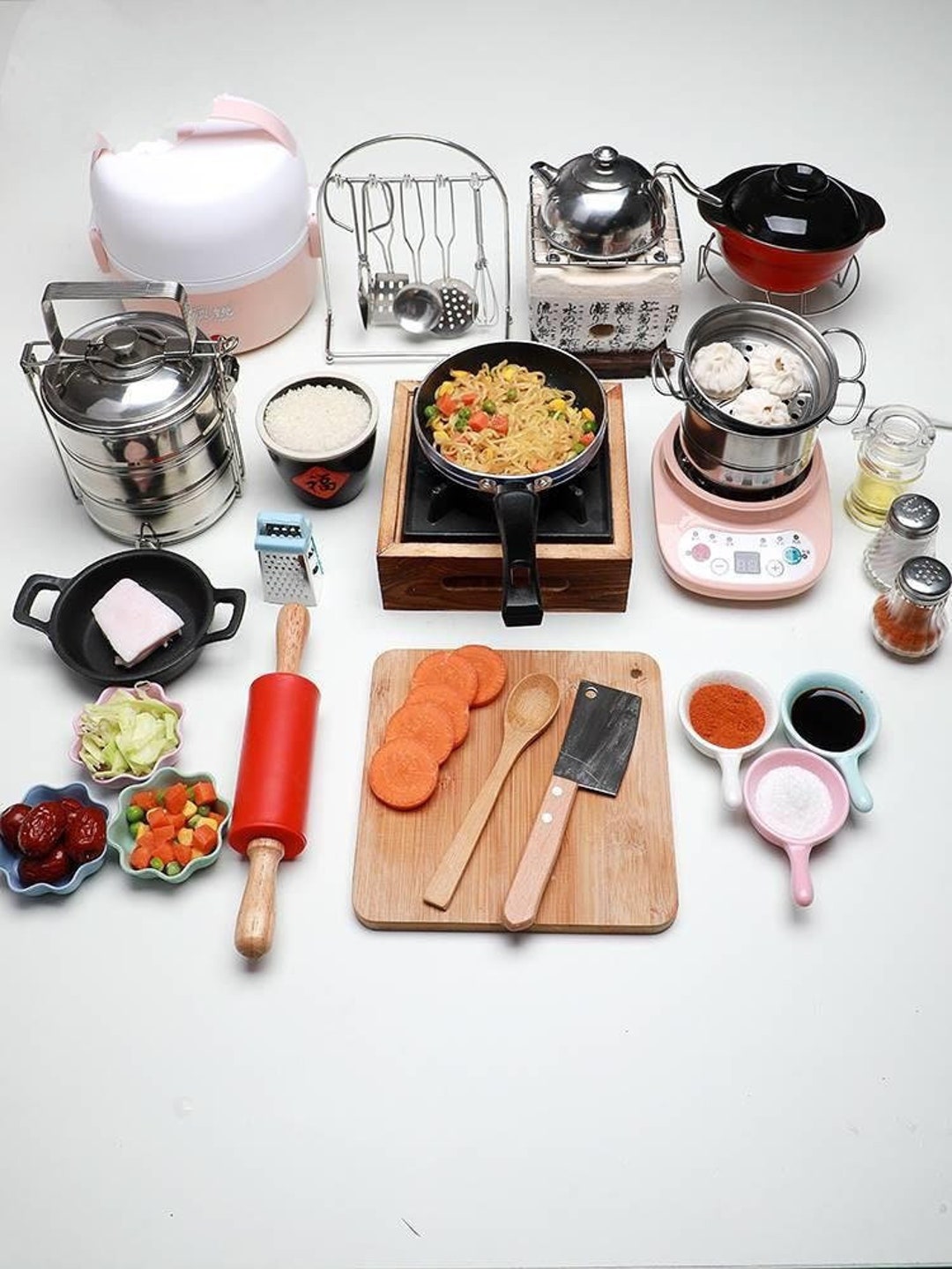 Real Miniature Cooking Kitchen Set Food Grade for Cook Real Mini Food ...