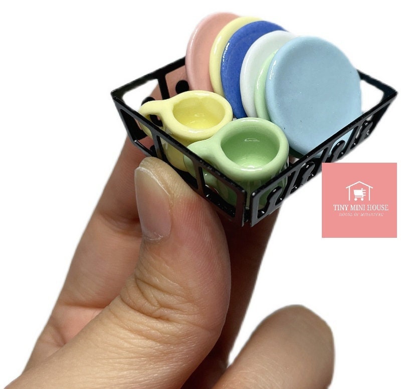 Real Miniature Cooking: Mini Plate Mug Rack Set for You Tiny - Etsy