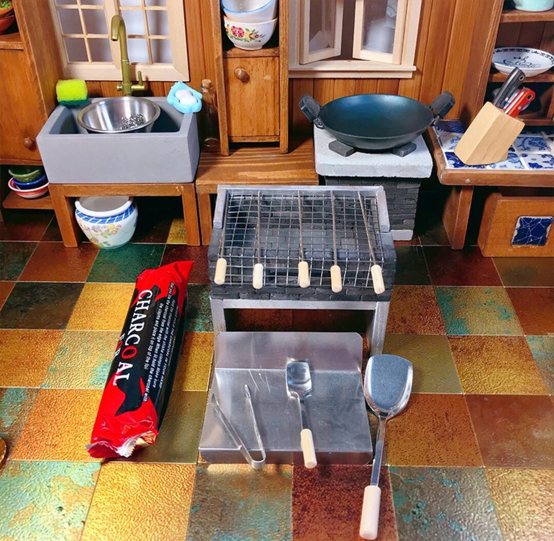 Real Miniature Charcoal Grill Stove Set for Cook Real Mini Food - Etsy