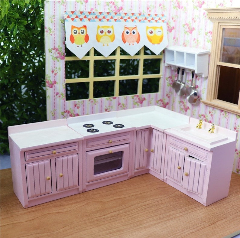 1:12 Scale Dollhouse Wooden Kitchen Set - Etsy