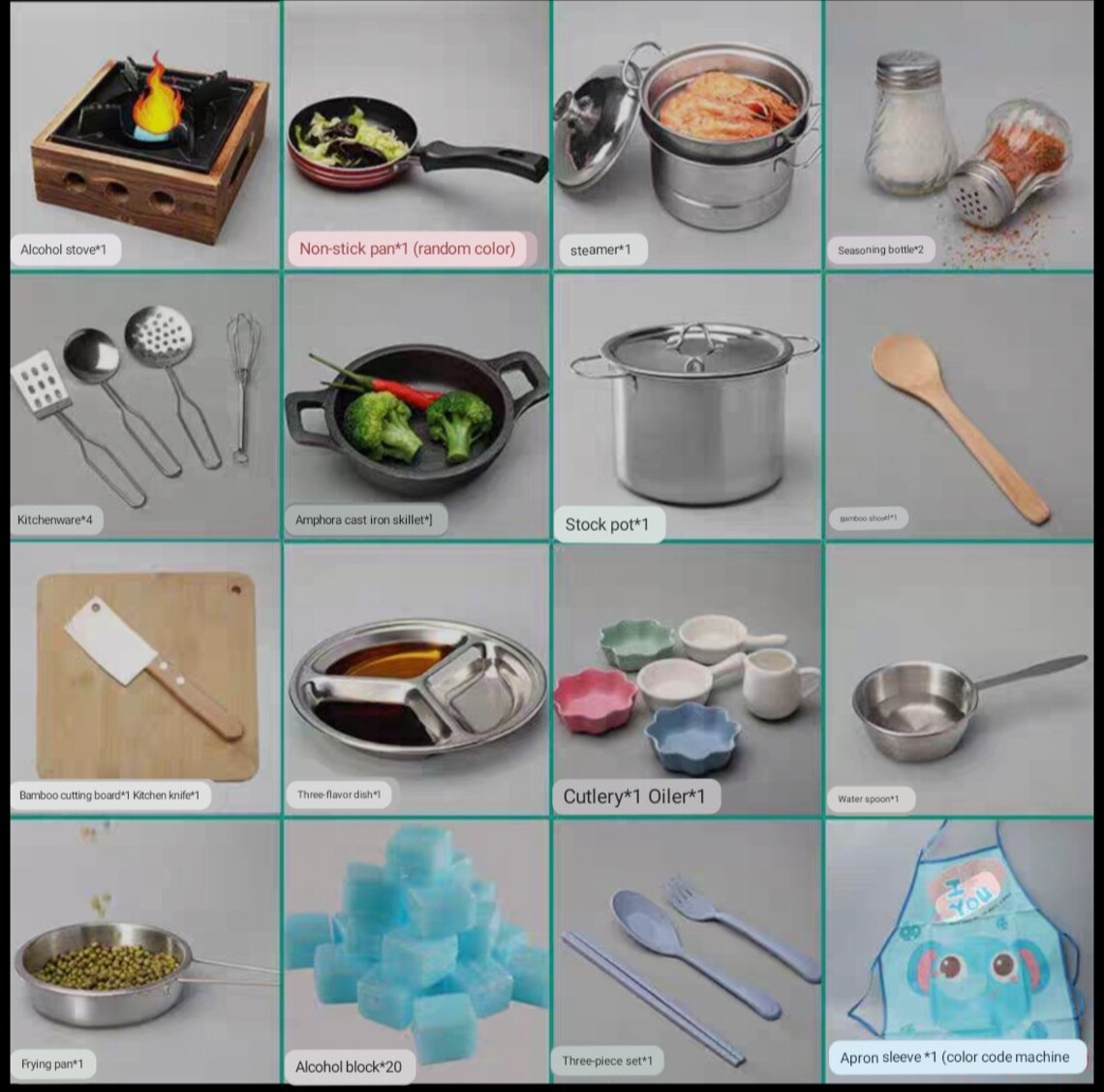 Real Miniature Cooking Kitchen Set Food Grade for Cook Real Mini Food ...