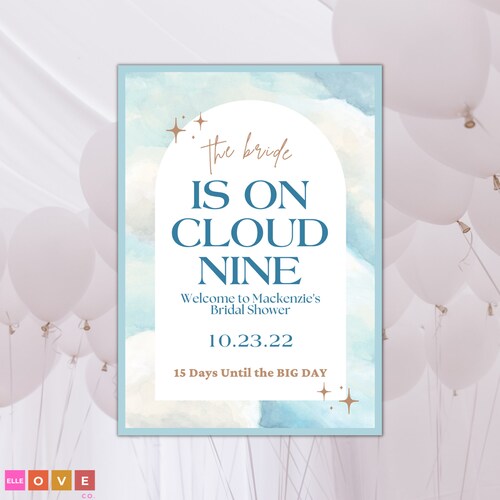 EDITABLE the Bride is on Cloud Nine Bridal Shower Invitation - Etsy