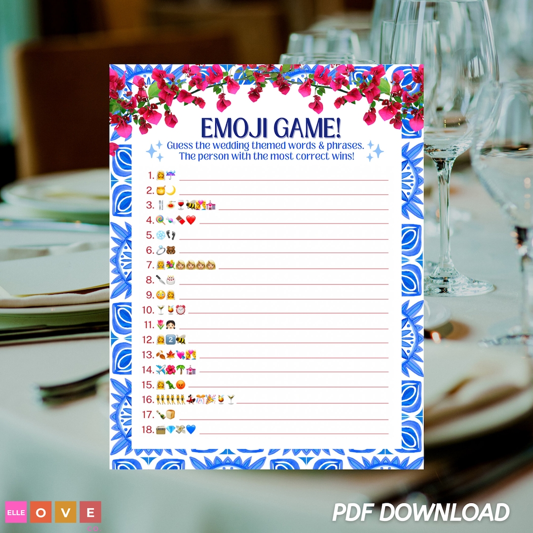 Mama Mia Themed Bridal Shower Emoji Game Digital Download, Guess the ...