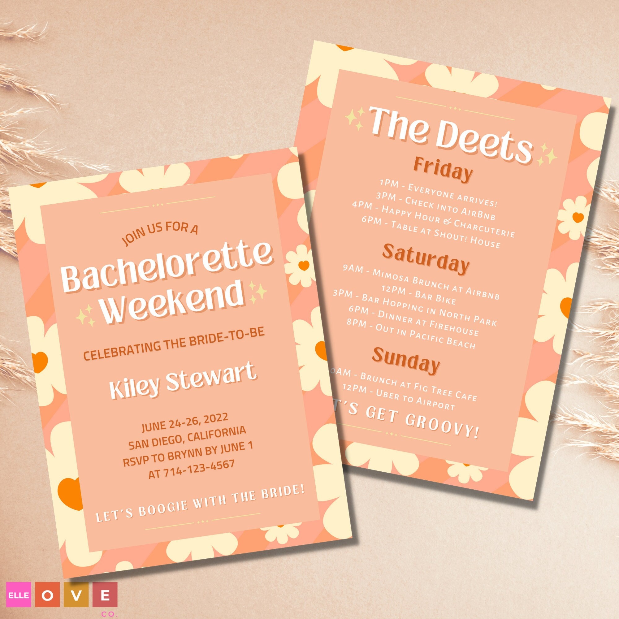 Groovy Flower Retro Bachelorette Party Invitation, Disco Floral Bach ...