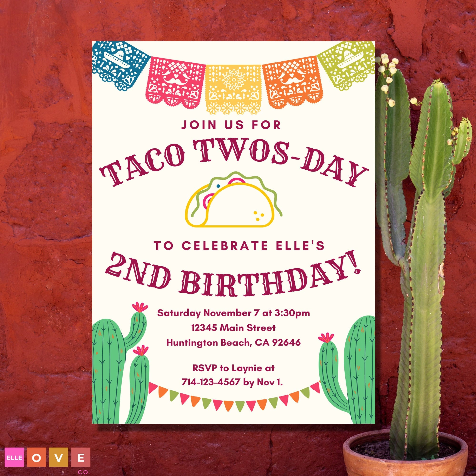 Taco Twos-day 2nd Birthday Invite, Second Birthday Taco Tuesday Themed ...