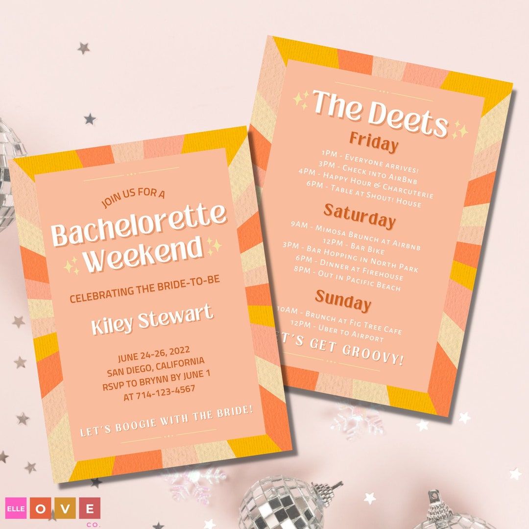Groovy Retro Bachelorette Party Invitation Disco Bach Party - Etsy