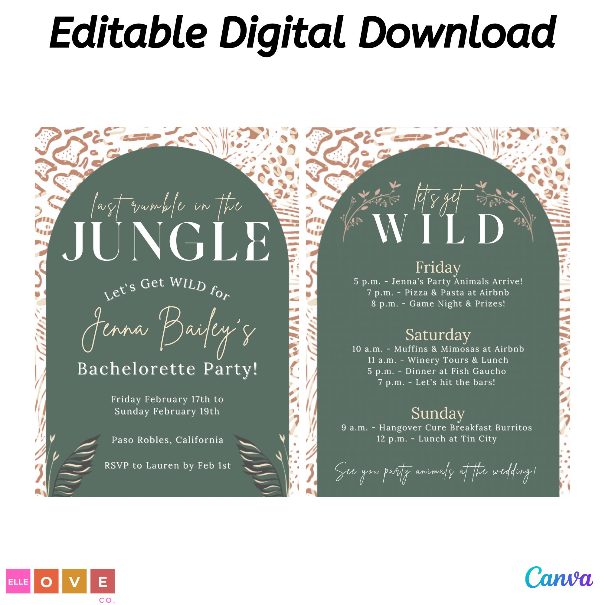 Last Rumble in the Jungle Bachelorette Party Digital Invitation, Wild ...