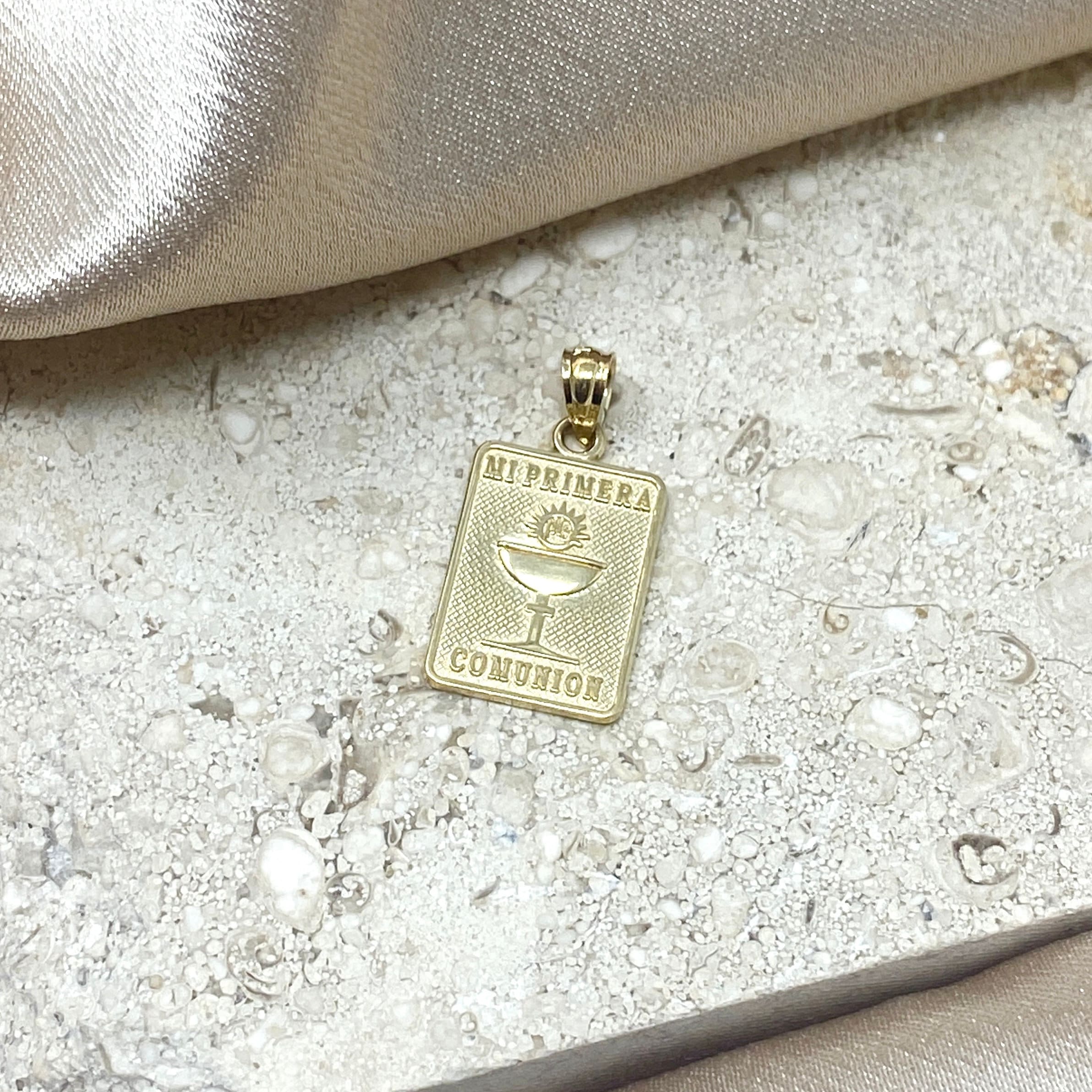 14k Real Gold IHS Mi Primera Comunion Pendant, Baptism Gifts First ...