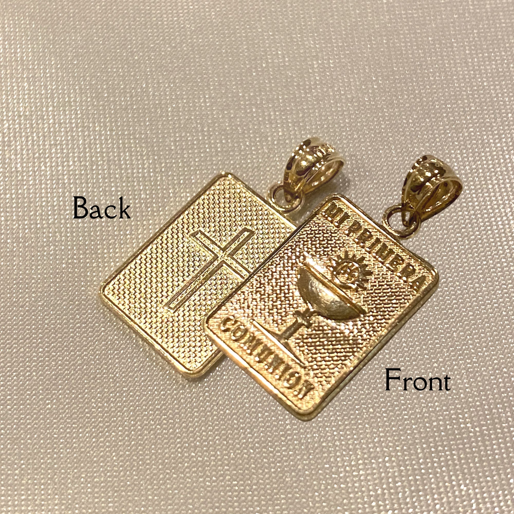 14k Real Gold IHS Mi Primera Comunion Pendant, Baptism Gifts First ...