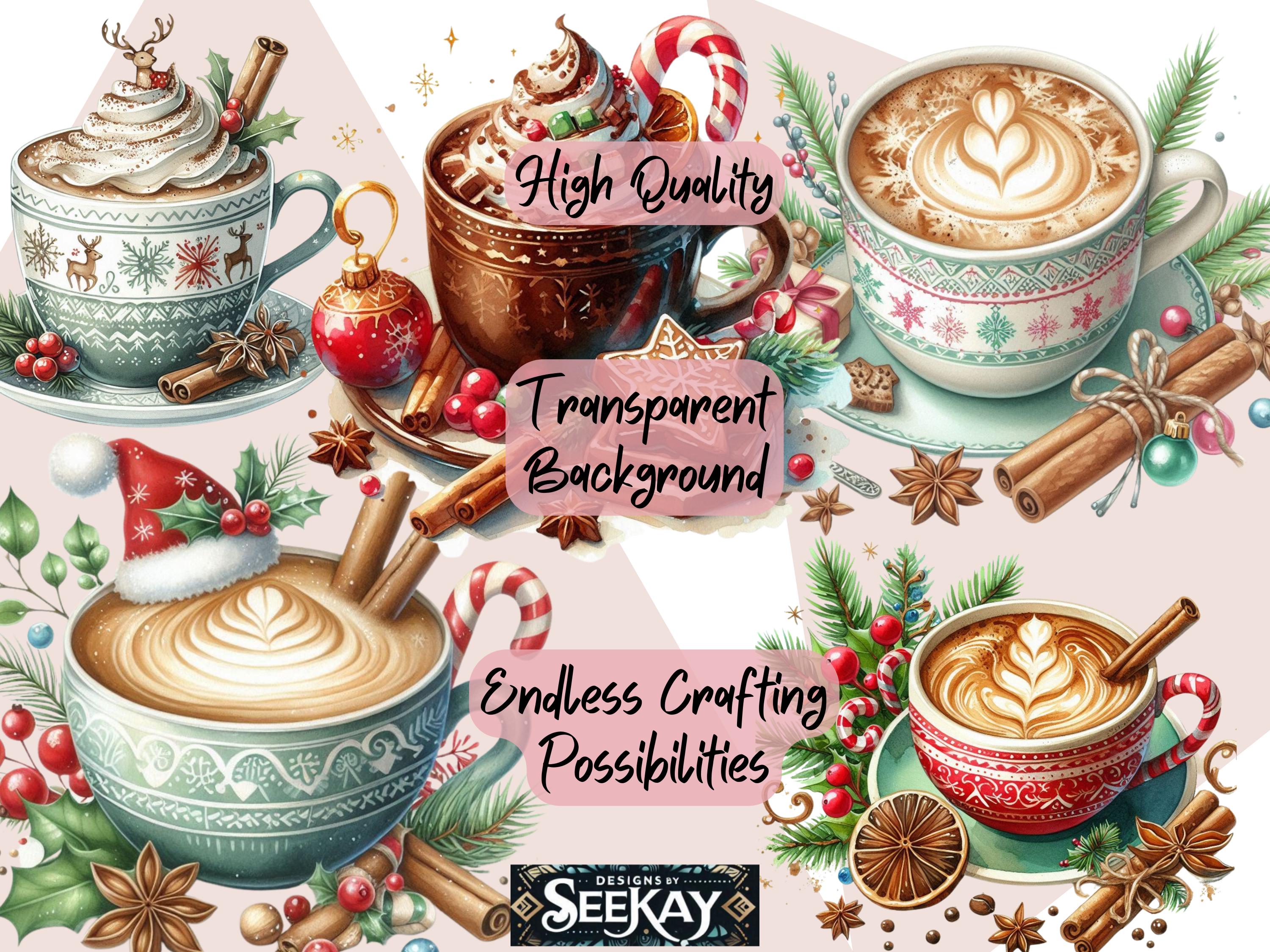 Christmas Coffee Mugs PNG Clipart Bundle: Scrapbooking & Shirt Design ...