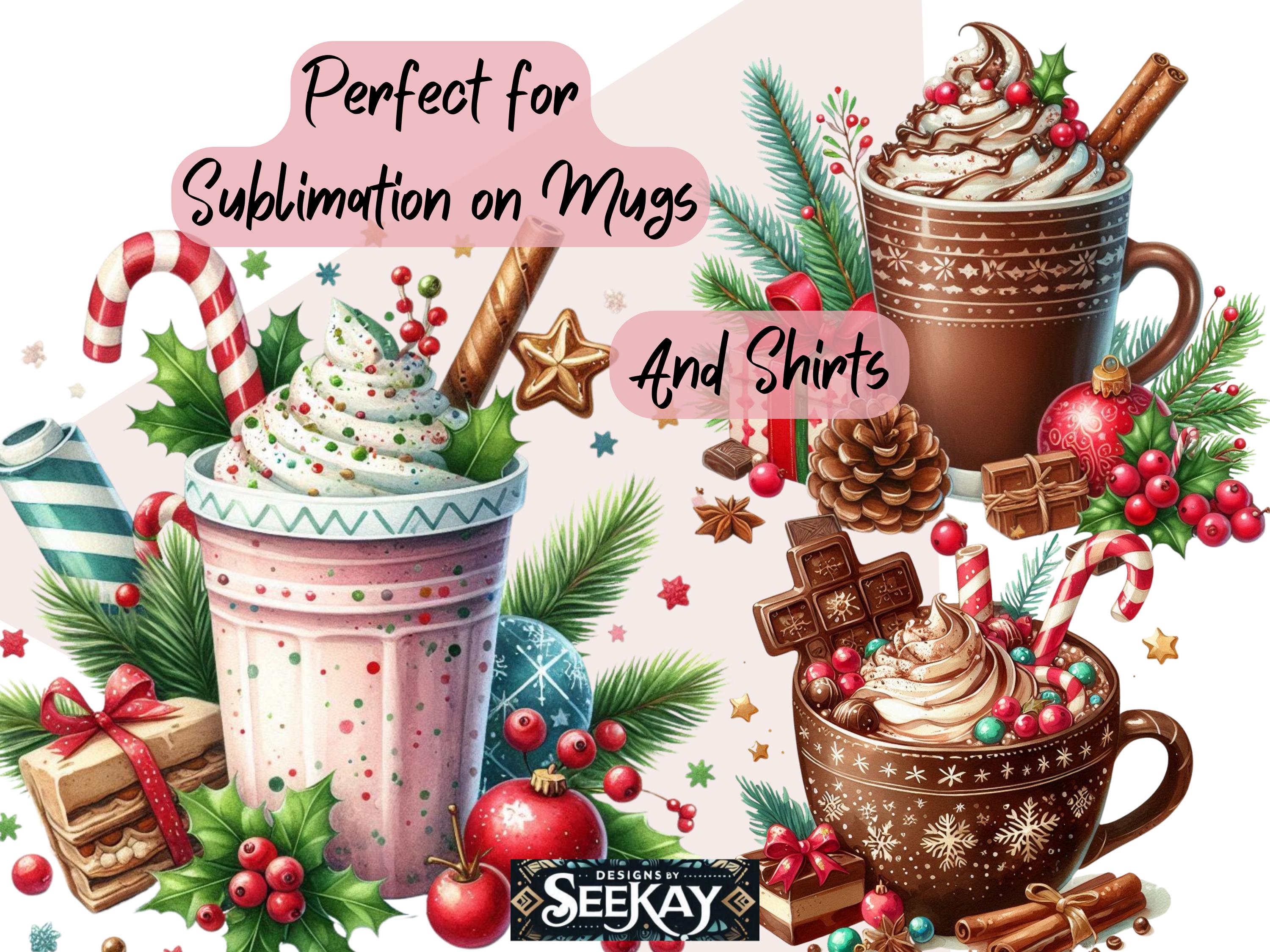 Christmas Coffee Mugs PNG Clipart Bundle: Scrapbooking & Shirt Design ...