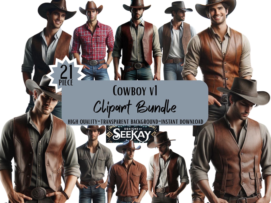 Cowboy V1 Country Western Png Bundle Clipart Set Sublimation Digital ...