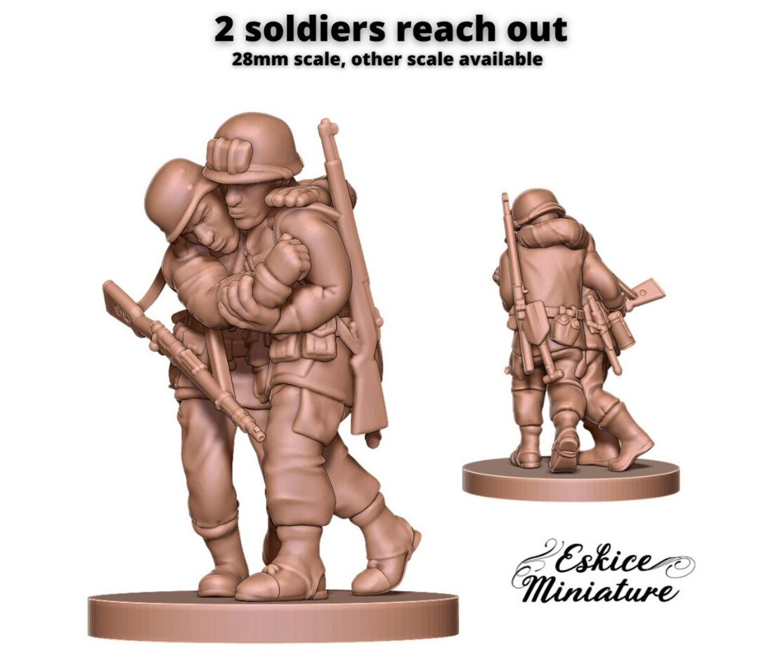 2 Soldiers reach Out WW2/WWII Bolt Action 28mm/1:56 Scale no Base for ...