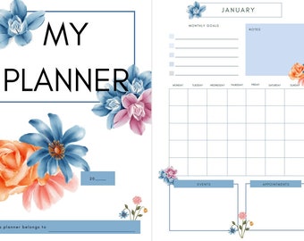 Planner: Daily, Weekly, Monthly (4 Sheet Printable Planner) - Etsy