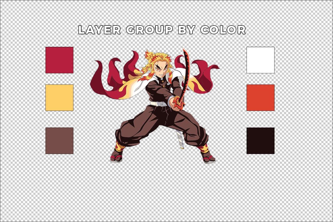 Demon Slayer : Kyojuro Rengoku Color - Etsy