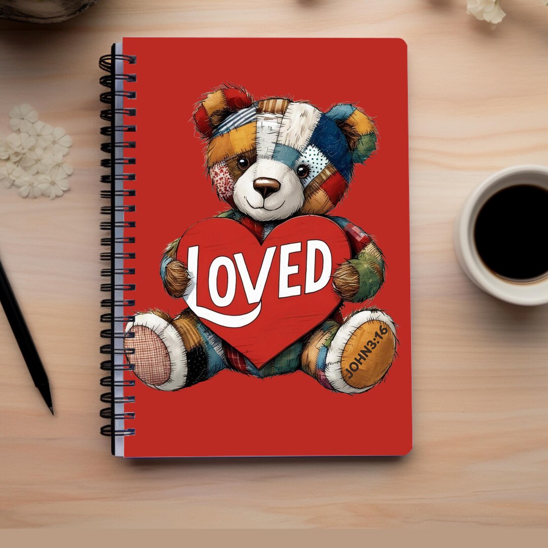 Teddy Bear Journal, Faith Based Prayer Notebook, Patchwork Design ...