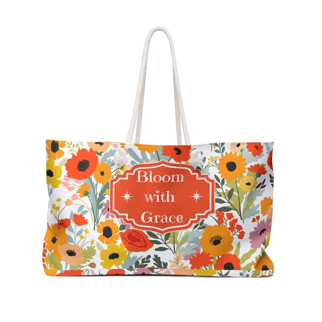 Large Floral Weekender Bag, Floral Overnight Bag for Mom, Bloom With ...