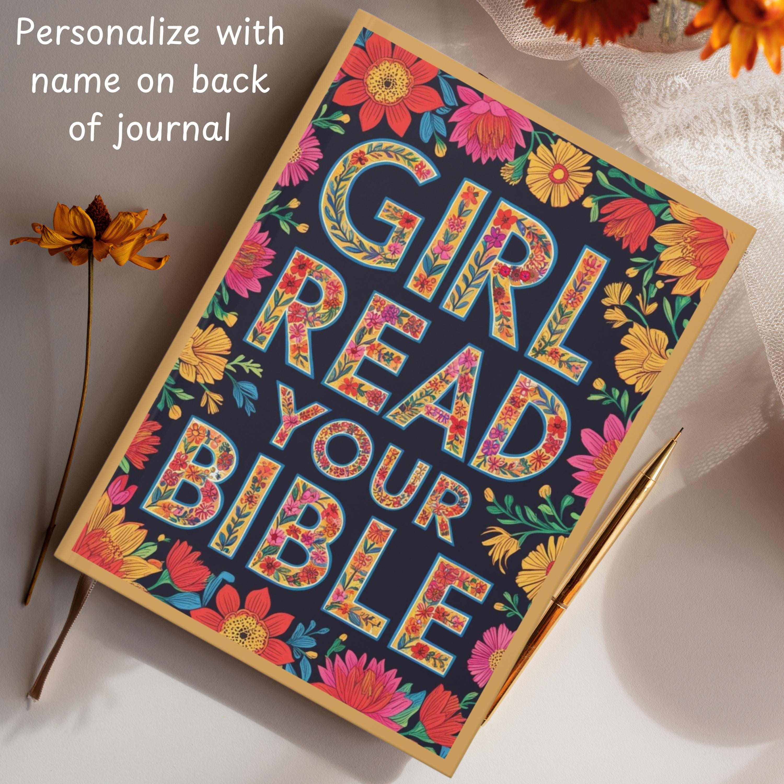 Personalized Girl Read Your Bible Hardcover Notebook, Custom Floral ...